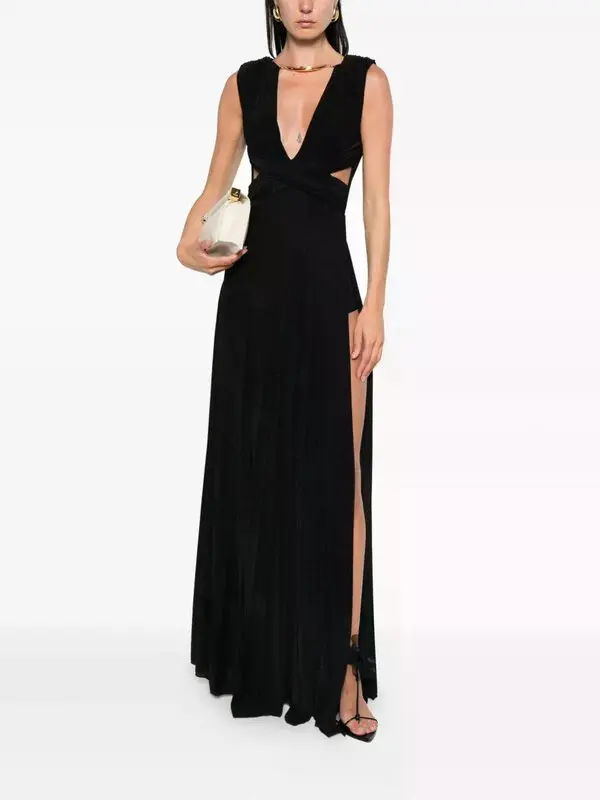 Elisabetta Franchi Pleated Cut-out Maxi Dress
