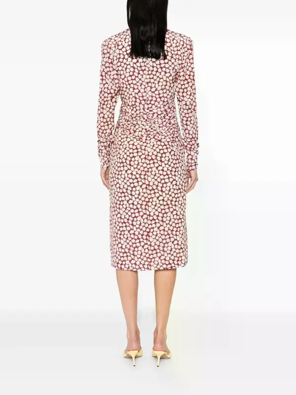 Alessandra Rich Floral Print Draped Midi Dress
