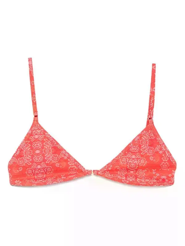 ROBERTA EINER Frida Floral-print Triangle Bikini Top - Red