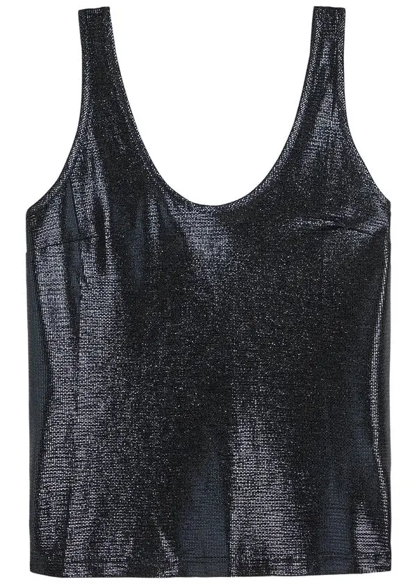 LUXE DE VALENTINA Lido Metallic Jersey Tank - Navy