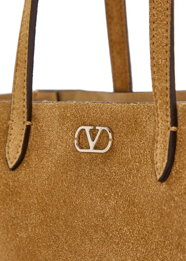 Valentino Garavani Mini Studded Suede Tote - Camel