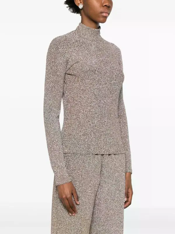 FORTE_FORTE Metallic High Neck Top - Pink