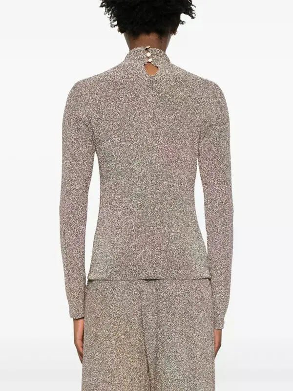 FORTE_FORTE Metallic High Neck Top - Pink
