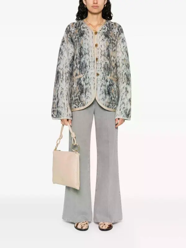 FORTE_FORTE Knitted Jacket With V-neck And Button Fastening