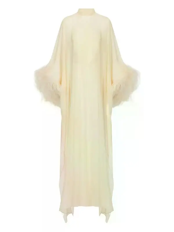 TALLER MARMO Feather Embellishment Maxi Dress - Neutrals
