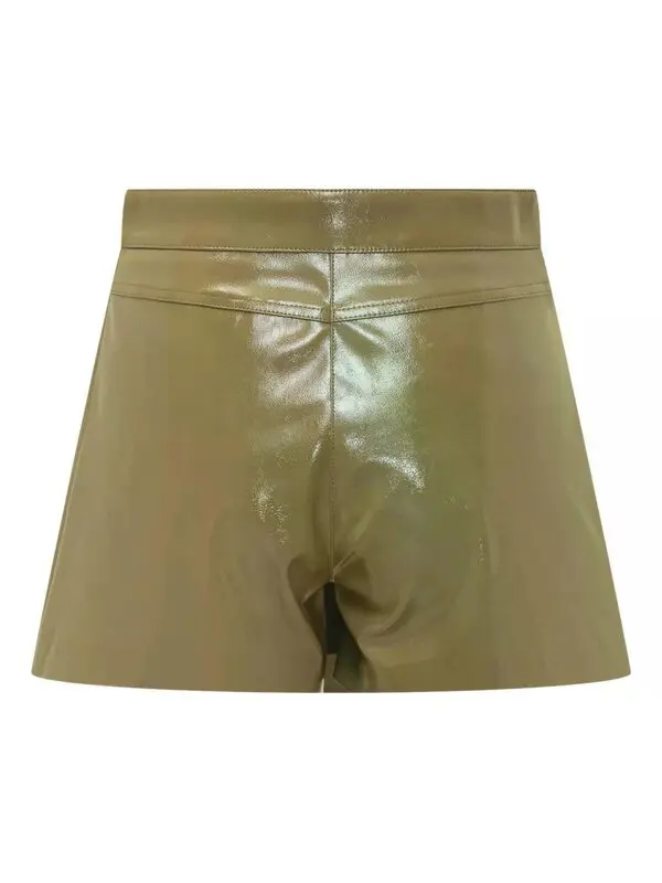MSGM Asymmetric Patent Leather Skorts - Green