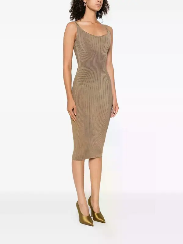 MUGLER Ribbed Spaghetti-strap Dress