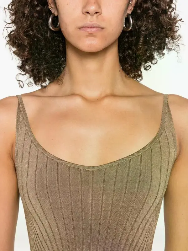 MUGLER Ribbed Spaghetti-strap Dress