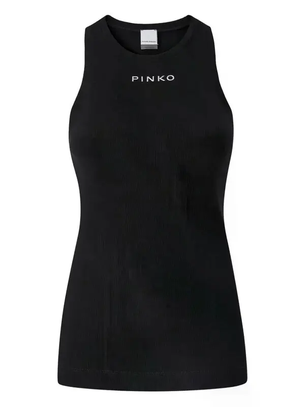 Pinko Ribbed Logo Sleeveless Top