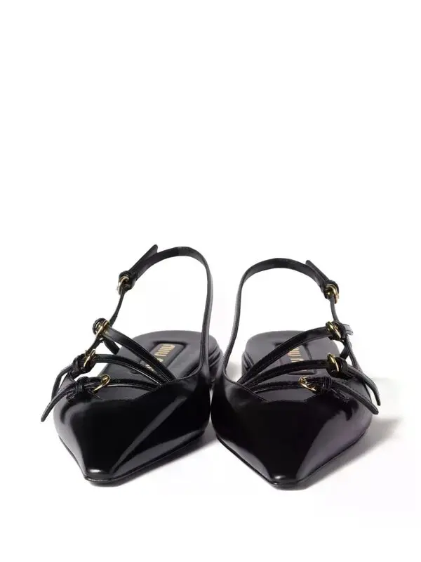 Miu Miu Buckled Slingback Flat Pumps - Black
