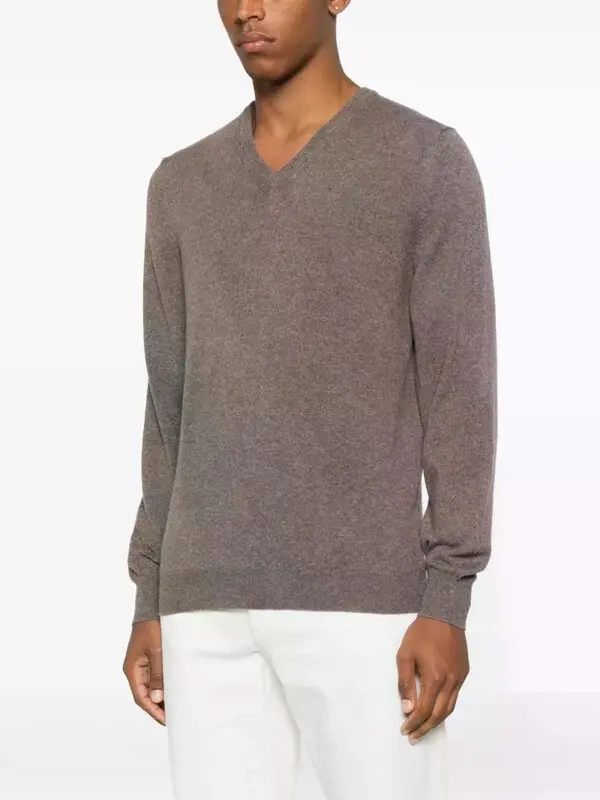 Fedeli V-neck Cashmere Sweater - Brown