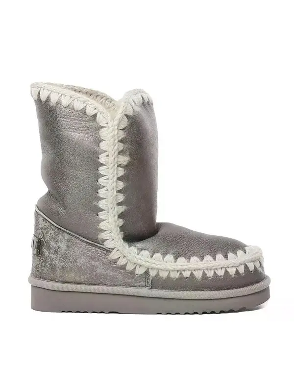 Mou 24 Crochet-detail Metallic Leather Boots