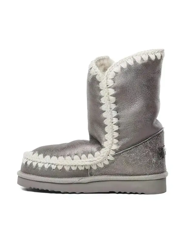 Mou 24 Crochet-detail Metallic Leather Boots
