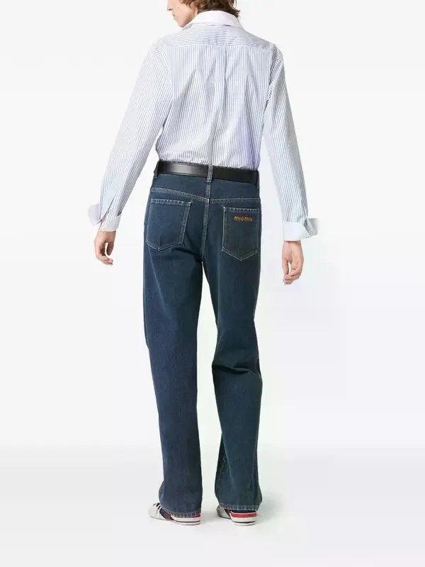 Miu Miu Striped Logo-embroidered Cotton Shirt