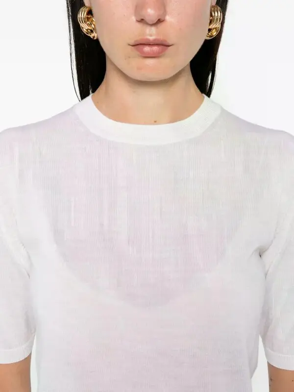 Max Mara Crew Neck Short Sleeve Wool Top