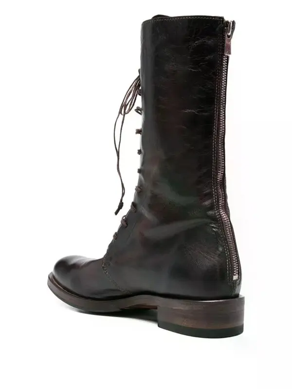 SHOTO 30mm Lace-up Leather Boots