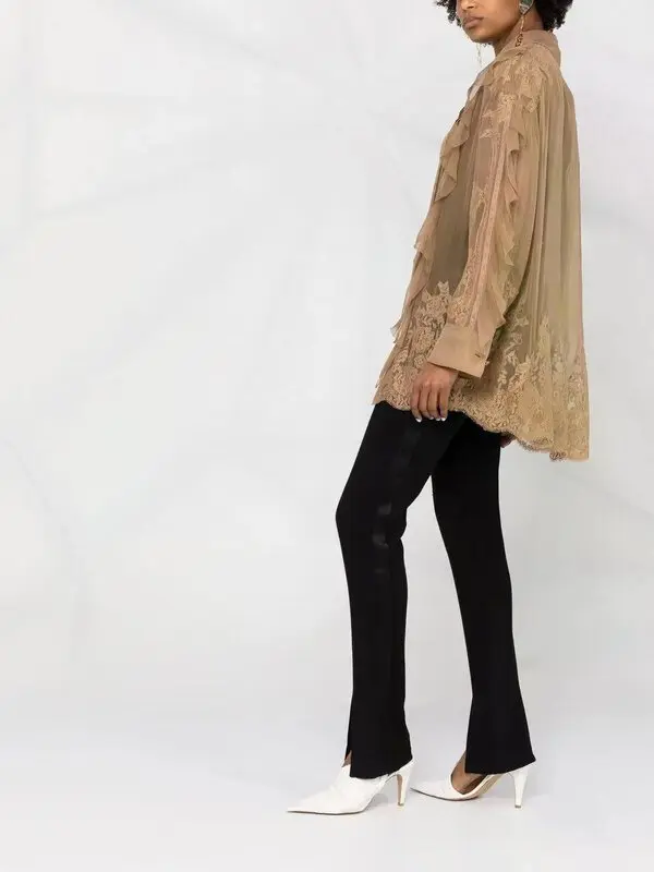 Valentino Garavani Ruffle Trim Silk Blouse