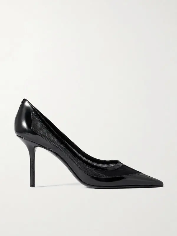 JIMMY CHOO Love 85 Mesh-trimmed Patent-leather Pumps