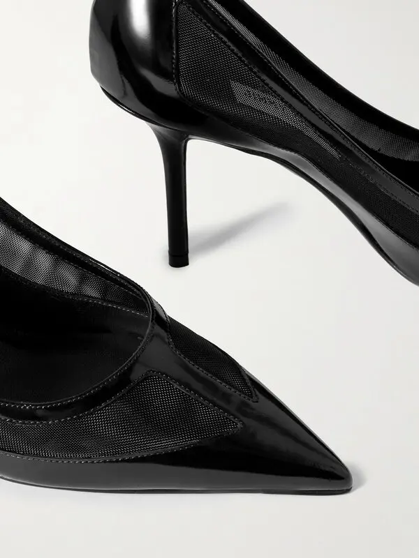 JIMMY CHOO Love 85 Mesh-trimmed Patent-leather Pumps