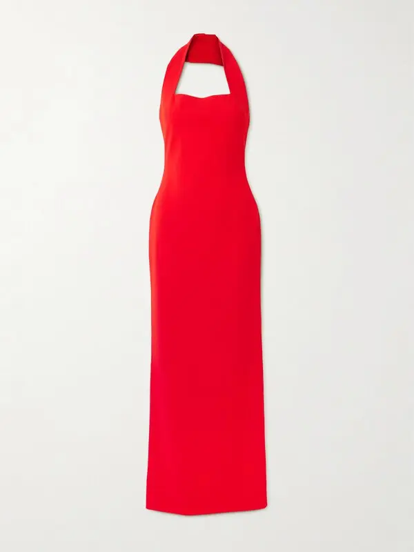 Solace London Illona Crepe Halterneck Gown - Red