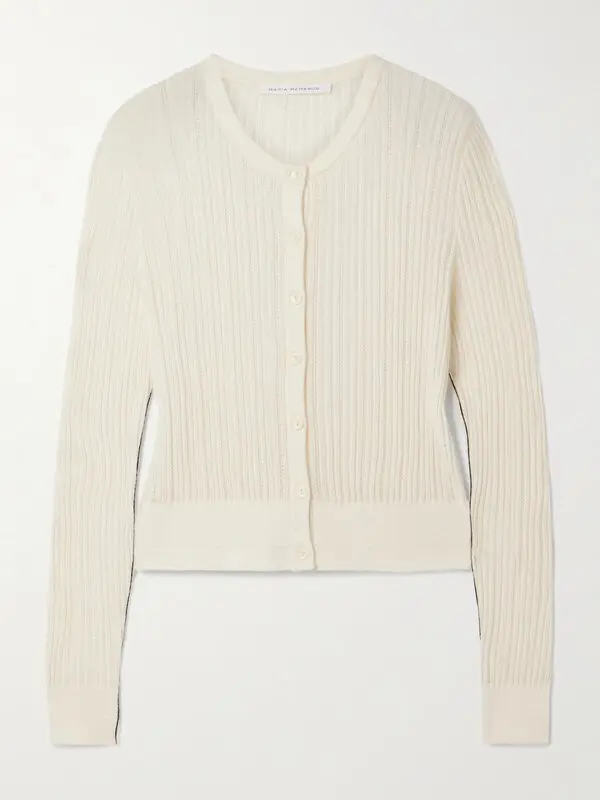 Maria Mcmanus Ribbed Pointelle-knit Merino Wool Cardigan
