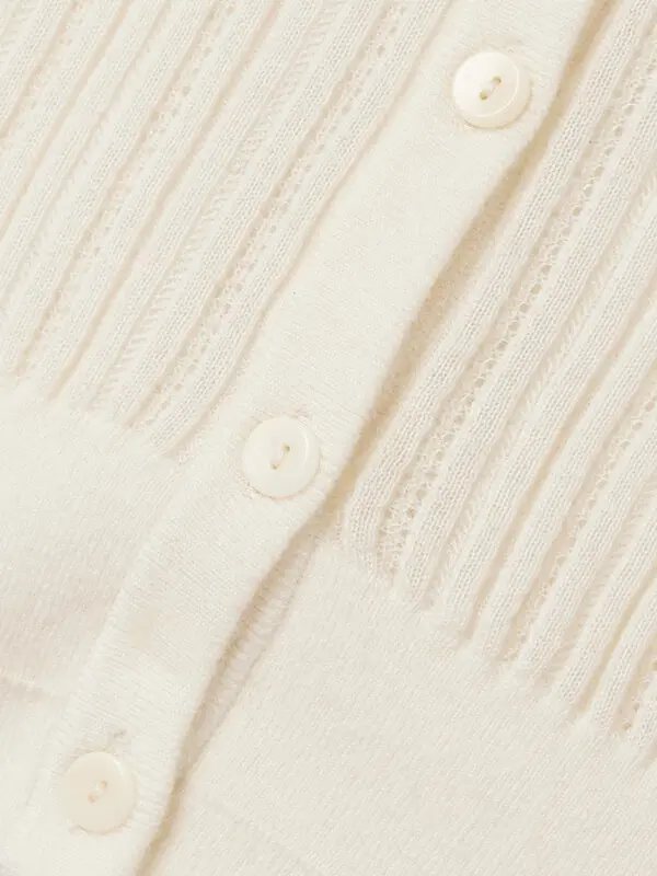 Maria Mcmanus Ribbed Pointelle-knit Merino Wool Cardigan