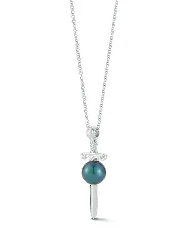 Mateo Sterling Sword Freshwater Pearl Necklace - Silver