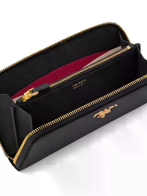 Prada Large Logo-plaque Wallet - Black
