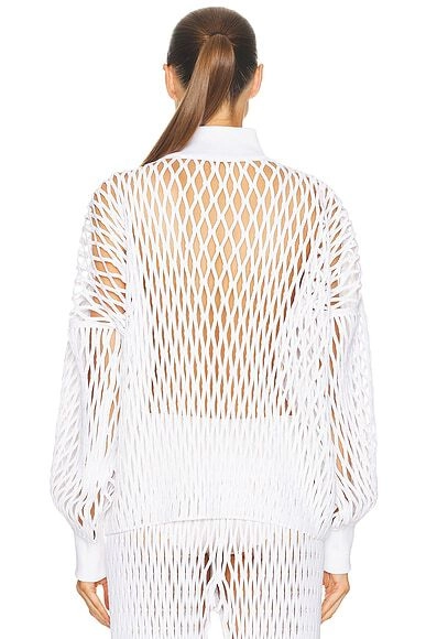 Alaïa Long Sleeve Open Knit Turtleneck Top