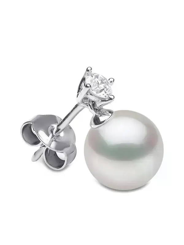 Yoko London 18kt White Gold Akoya Pearl And Diamond Earrings - Silver