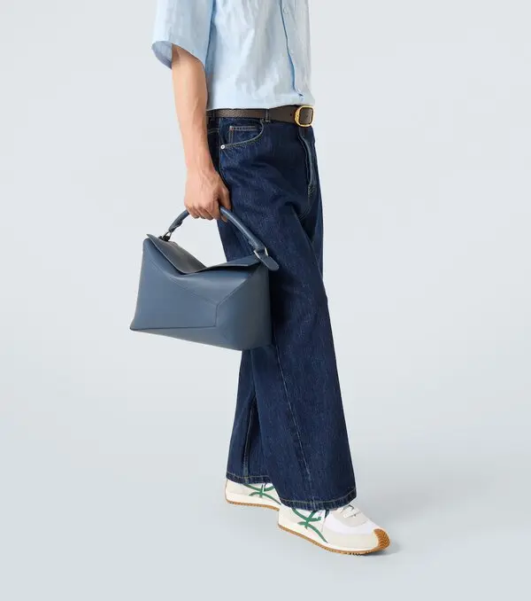 Loewe Puzzle Edge Large Leather Shoulder Bag - Blue
