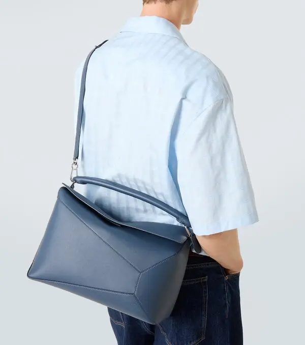 Loewe Puzzle Edge Large Leather Shoulder Bag - Blue