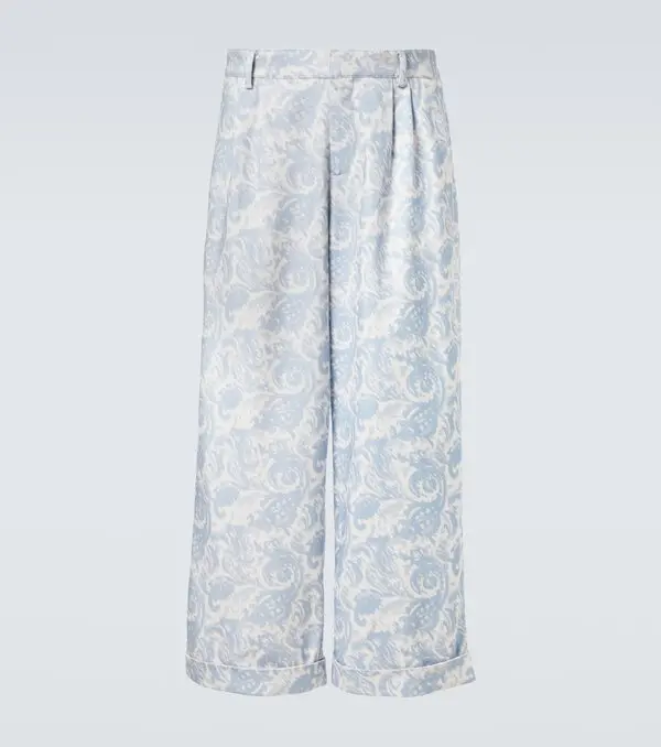 Commas Printed Cotton-blend Wide-leg Trousers