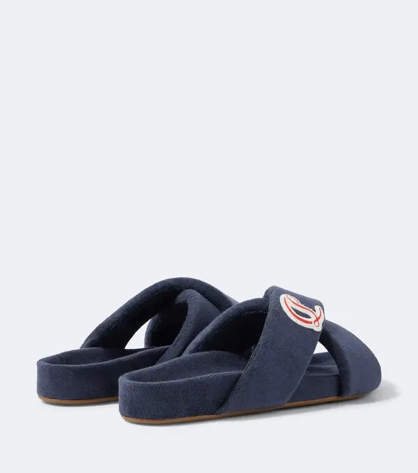 CHRISTIAN LOUBOUTIN Bizzu Embroidered Logo Slides