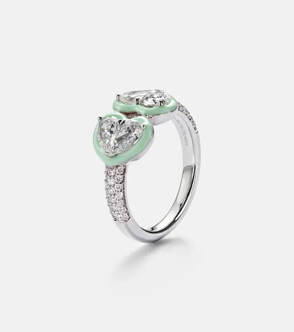 KAMYEN 18kt White Gold And Enamel Diamond Ring