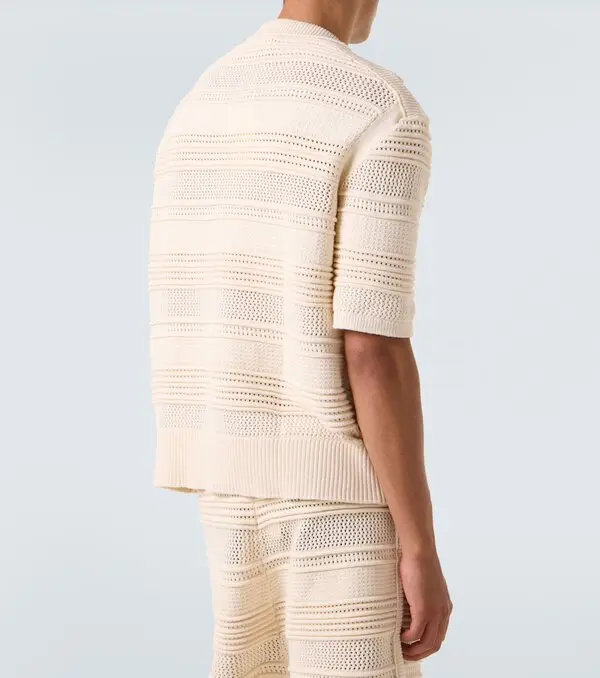 Commas Crochet Cotton-blend Polo Shirt - Beige