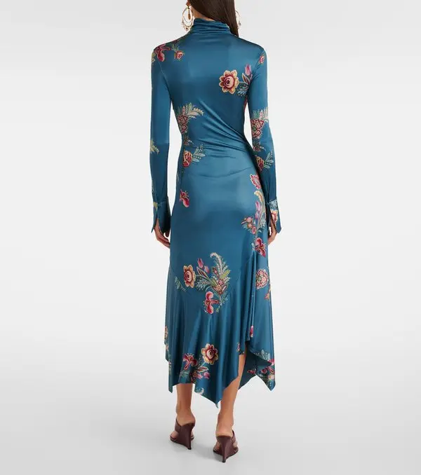 Etro Printed Turtleneck Midi Dress - Blue