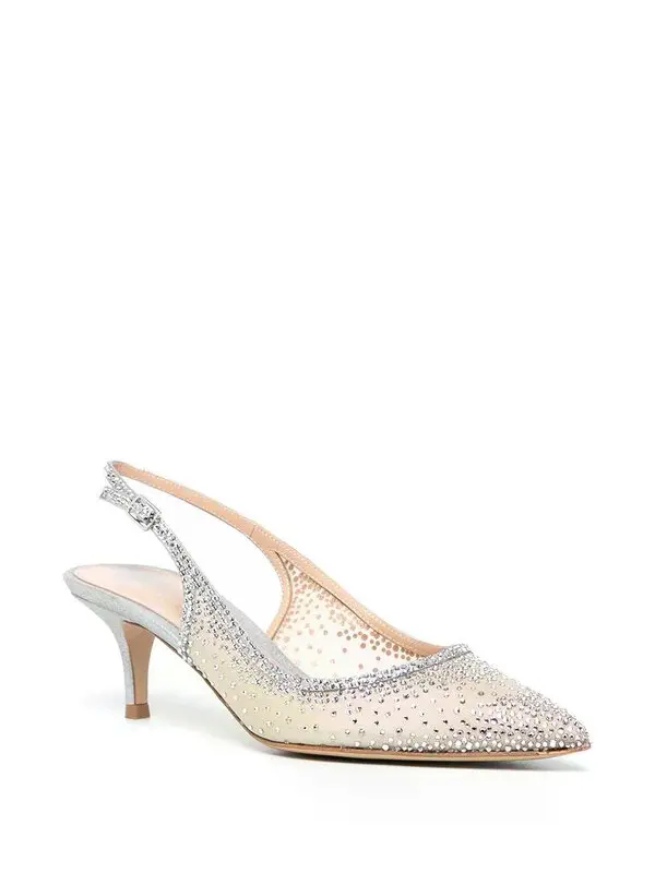GIANVITO ROSSI Regina 55mm Embellished Slingback Pumps - Silver