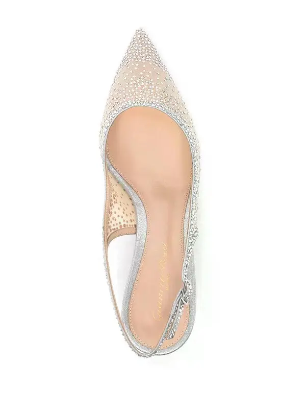 GIANVITO ROSSI Regina 55mm Embellished Slingback Pumps - Silver