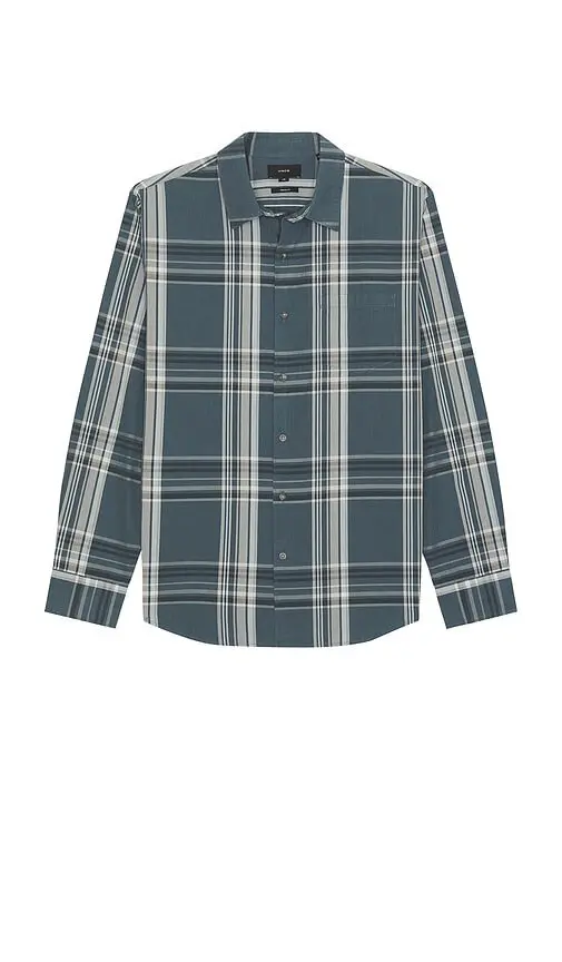 Vince Lorimer Plaid French Placket Shirt In . Also