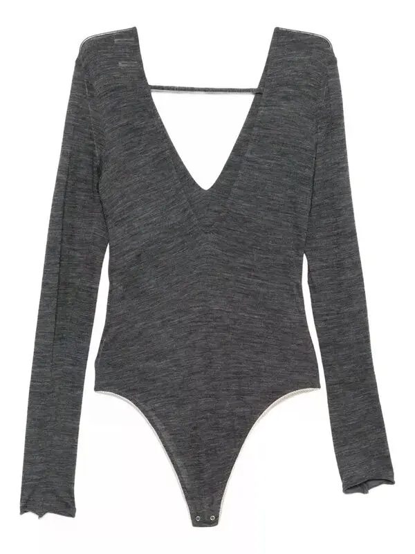 ALYSI Long-sleeve V-neck Bodysuit - Grey
