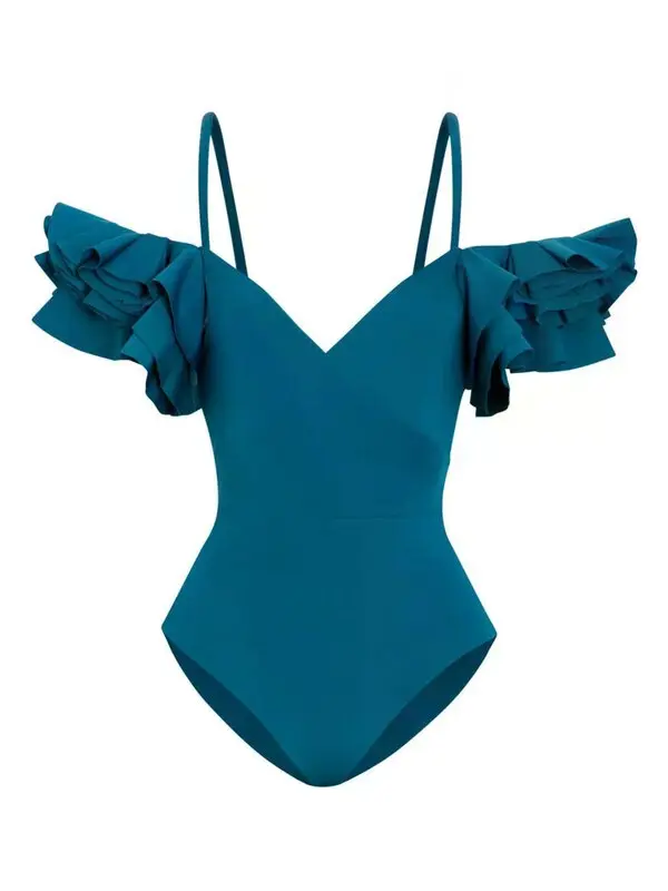 MAYGEL CORONEL Ruffled One-piece Swimsuit - Blue
