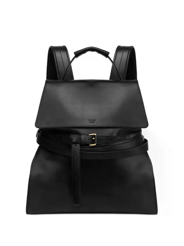 Moschino Tie Detailed Leather Backpack - Black