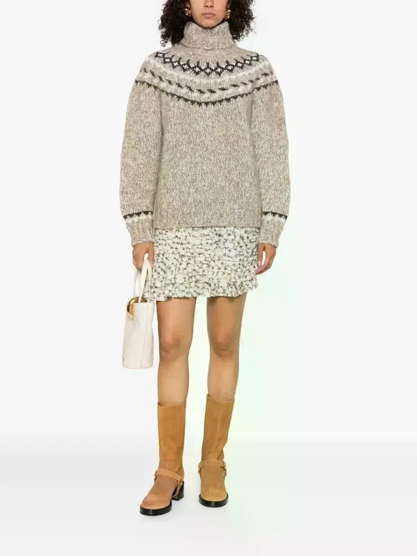 P.a.r.o.s.h Laila High-neck Fair Isle Sweater - Neutrals