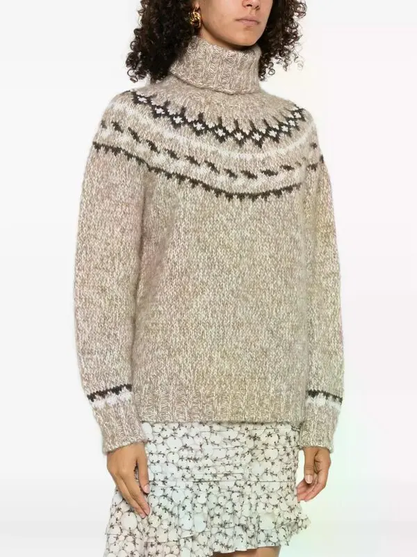 P.a.r.o.s.h Laila High-neck Fair Isle Sweater - Neutrals