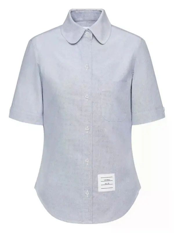 Thom Browne Round Collar Short Sleeve Shirt - Grey