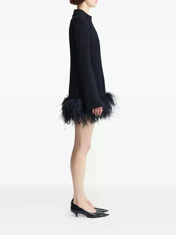 16Arlington Michele" Mini Dress With Feather Trim - Black