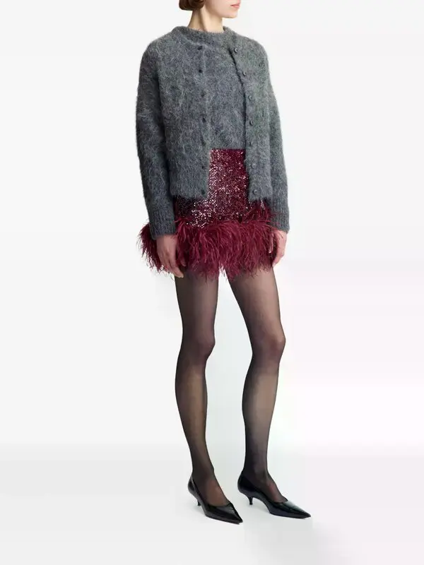 16Arlington Giaci Feather-trim Mini Skirt