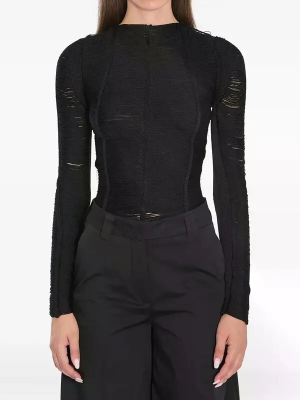 Attico Fringed Long Sleeve Top