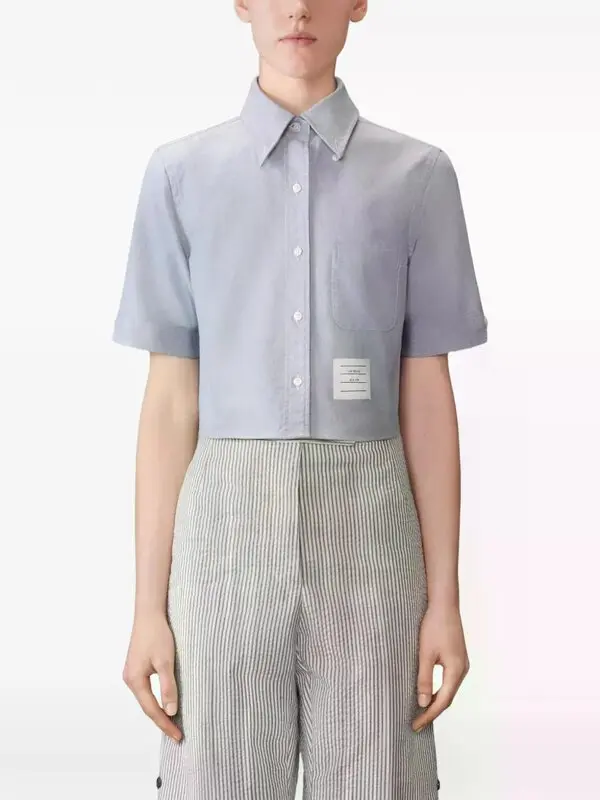 Thom Browne Oxford Short-sleeve Cropped Shirt